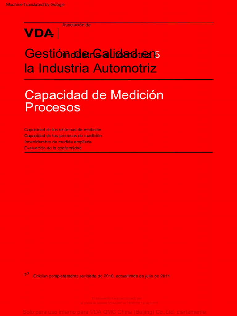 VDA-5-Capability-of-Measurement-Processes Español | PDF | Medición | Calibración