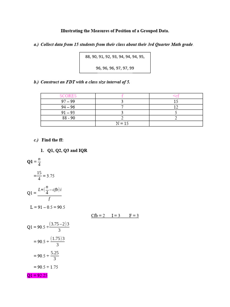 PETA - Measures of Position | PDF