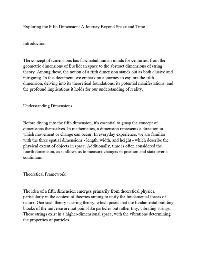 Exploring The Fifth Dimension | PDF | Dimension | String Theory Exploring The Fifth Dimension | PDF | Dimension | String Theory