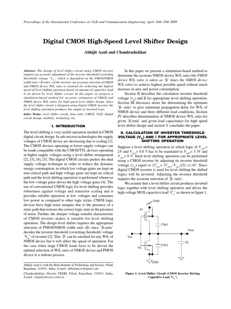 1 - Design CMOS Digital Level Shifter, Abhijit Asati | PDF | Cmos | Mosfet