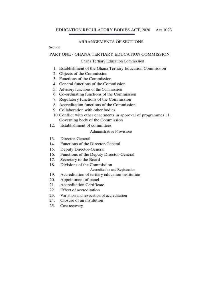 Education Regulatory Bodies Act 2020 | PDF