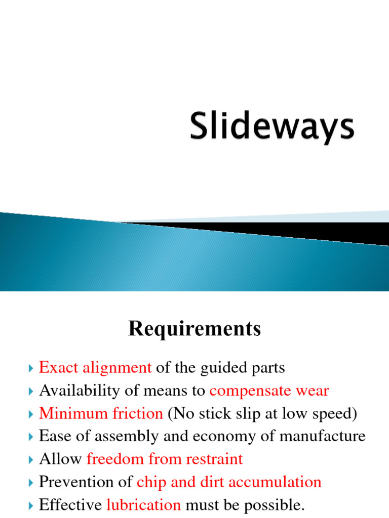 Slideway Design and Lubrication Guide | PDF | Friction | Wear