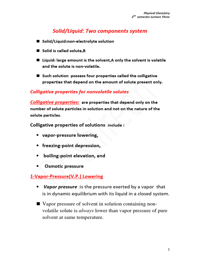 Colligative Properties in Physical Chemistry | PDF | Osmosis | Physical ...