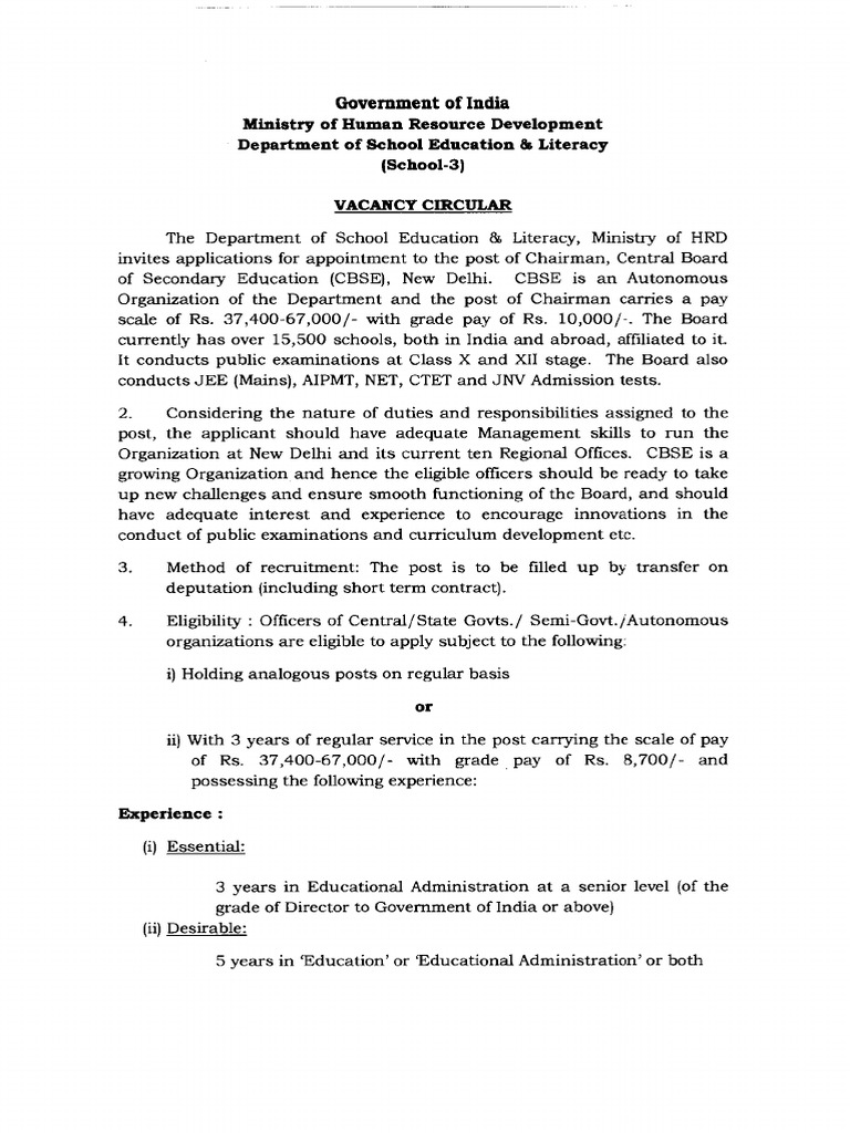 Chairman CBSE | PDF