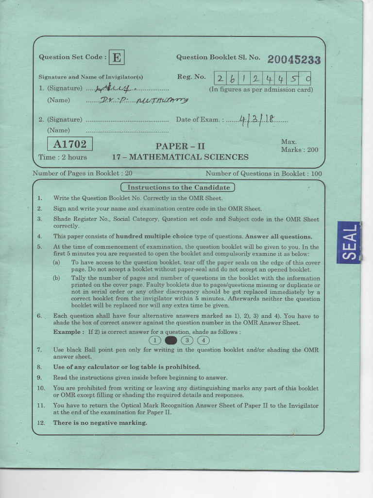 Tnset 2018-QP1 | PDF