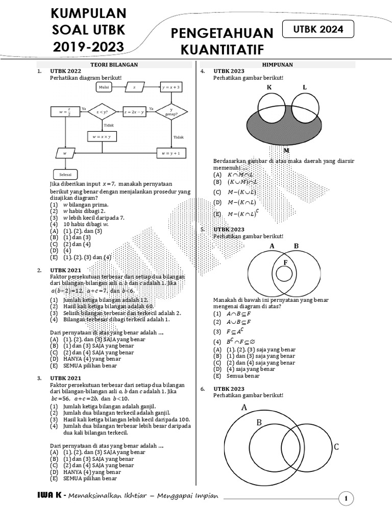 Kumpulan Soal Utbk 2019-2023 - PK | PDF