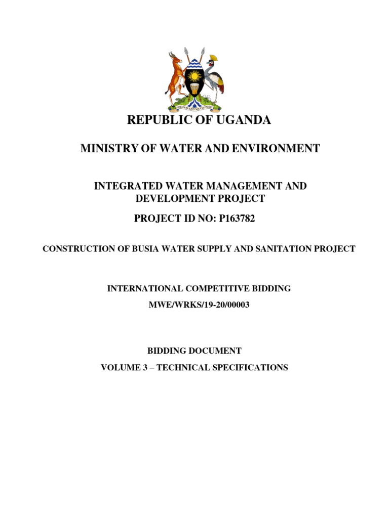 Busia WSS - Vol 3 Technical Specifications | PDF | Specification (Technical Standard) | Water Supply