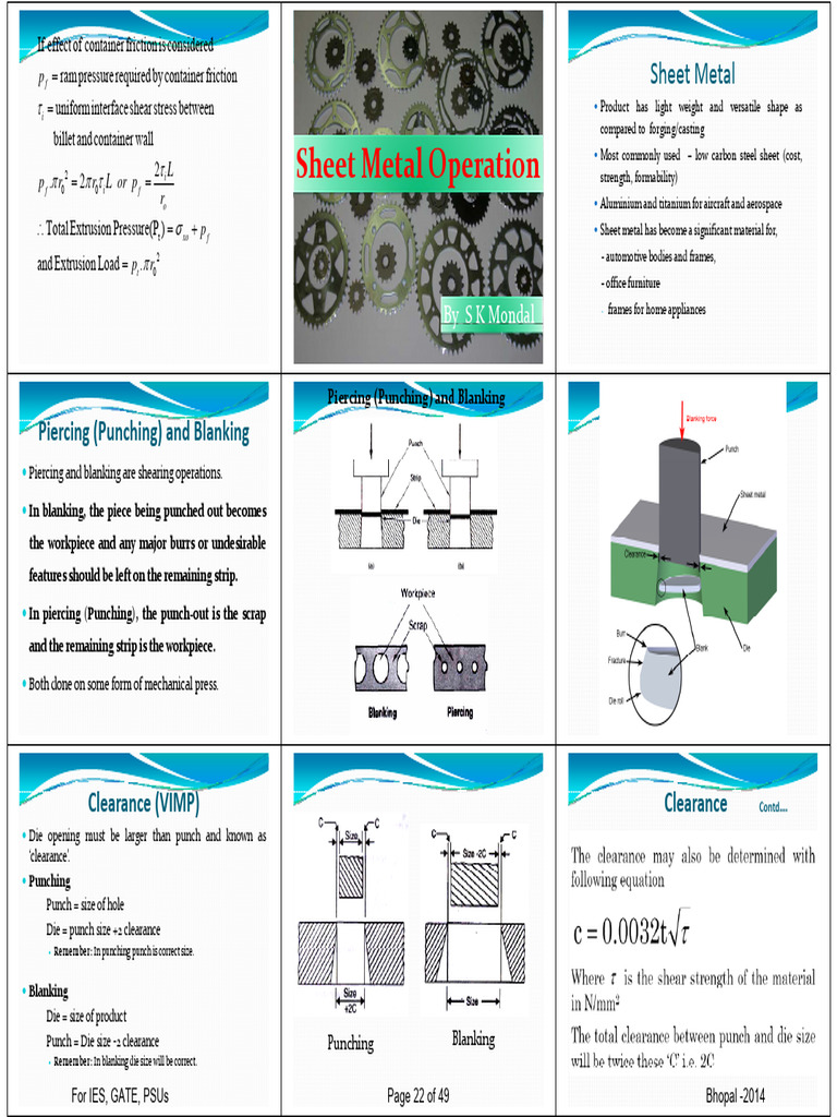 Sheet Metal Opetrations Notes | PDF | Sheet Metal | Physical Sciences