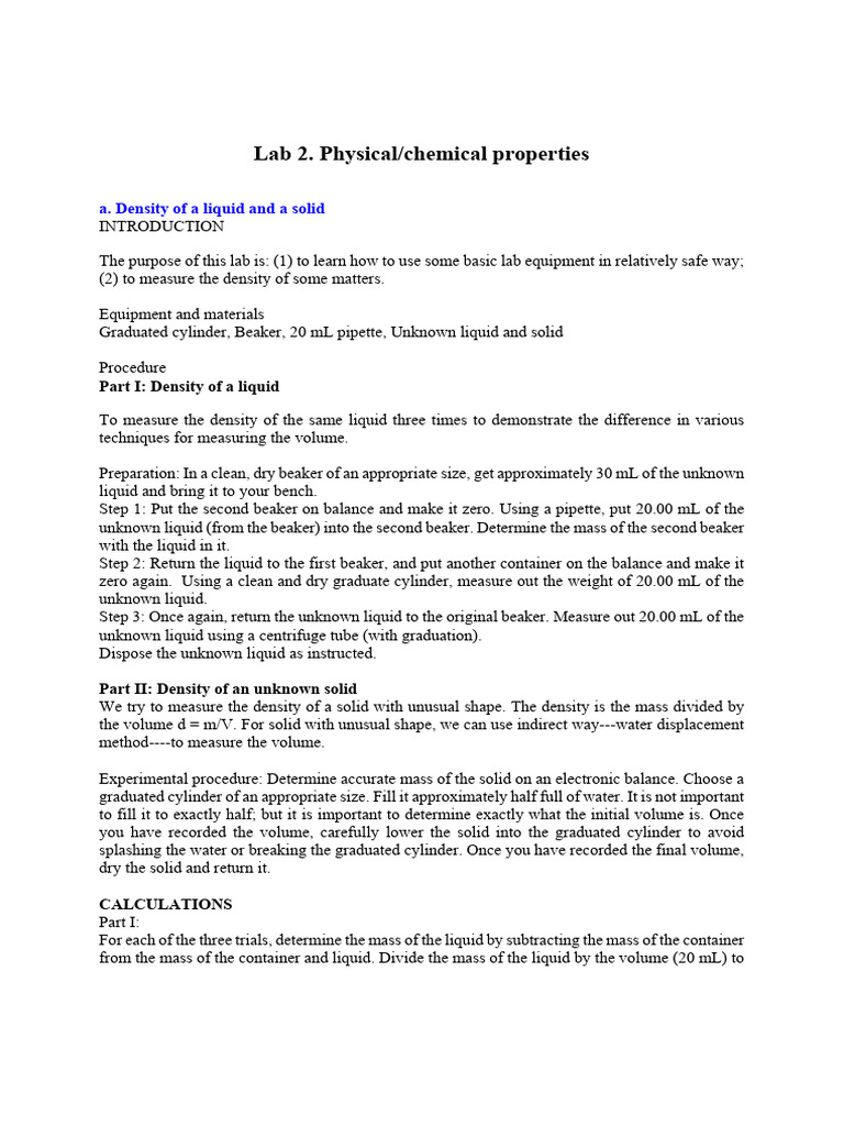 Lab 2 | PDF | Solubility | Volume