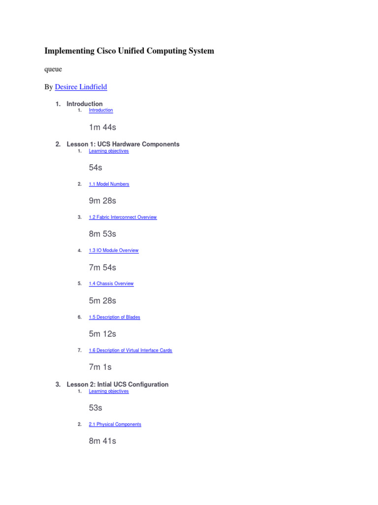 Implementing Cisco Unified Computing System Contents | PDF | Distributed Computing Architecture ...