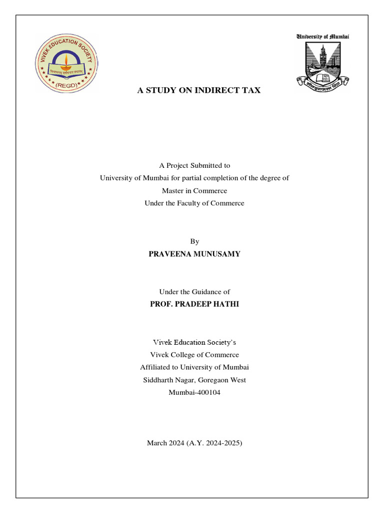 Indirect Tax Study for Master in Commerce | PDF | Taxes | Value Added Tax