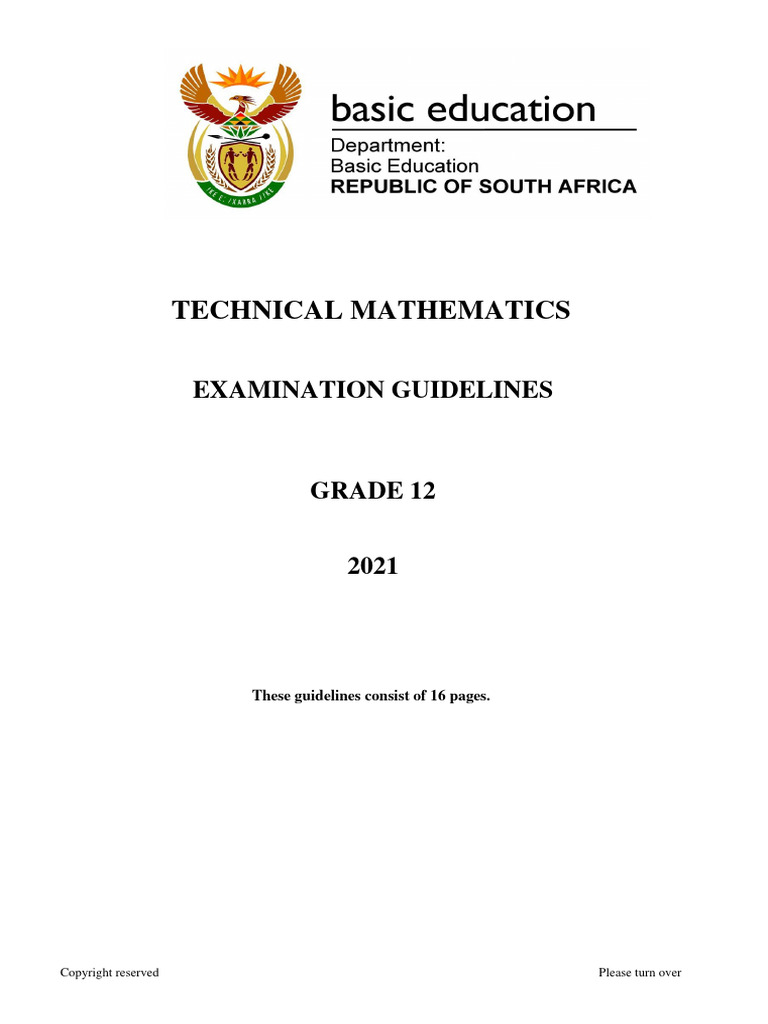 Technical Mathematics GR 12 Exam Guidelines 2021 Eng | PDF | Trigonometric Functions | Triangle