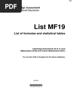 MF 19 Math A Level Formula | PDF | Normal Distribution | Statistical Theory