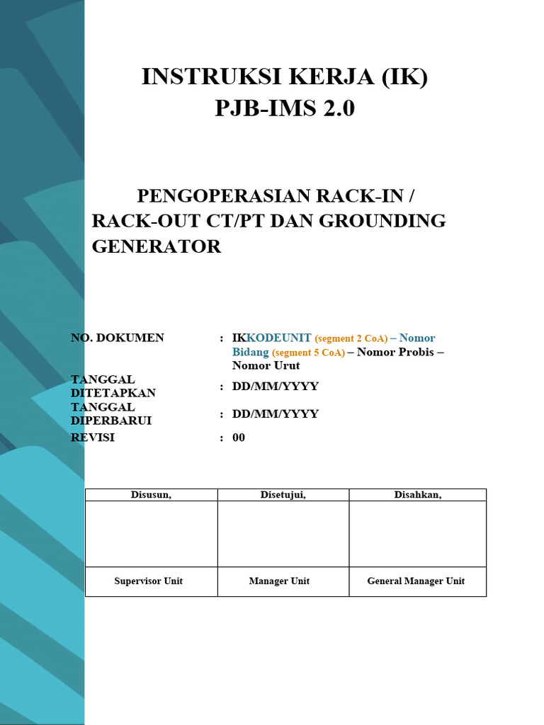 Ik Rack-In and Rack-Out CT PT Dan NGR Generator Rev 1 | PDF