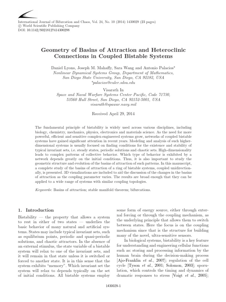 Geometry of Basins of Attraction and Heteroclinic Connections in Coupled Bistable Systems | PDF ...
