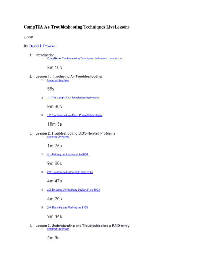 CompTIA A+ Troubleshooting Guide | PDF | Troubleshooting | Bios