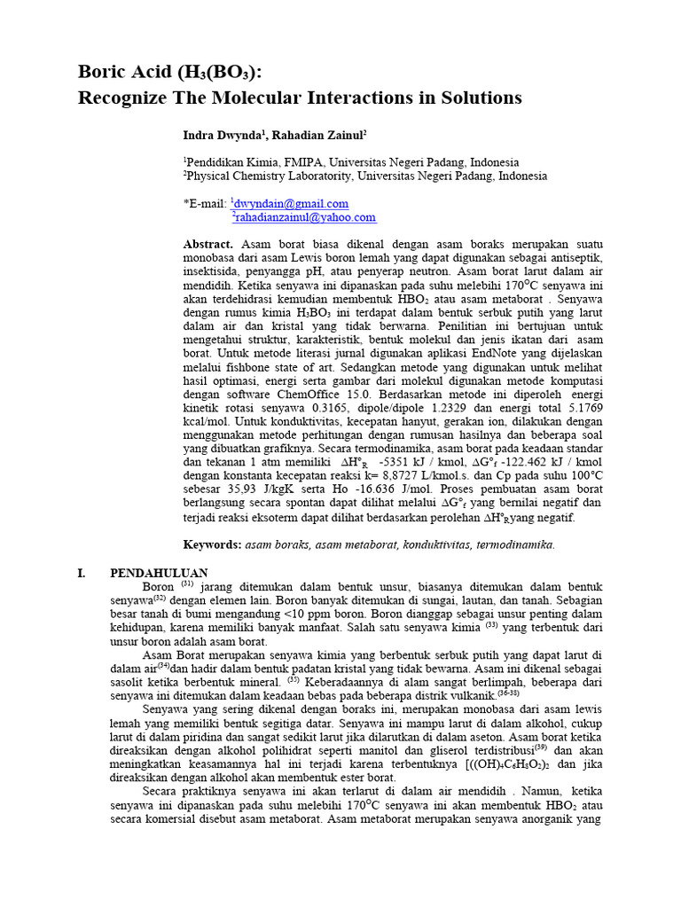 Studi Molekul Asam Borat | PDF