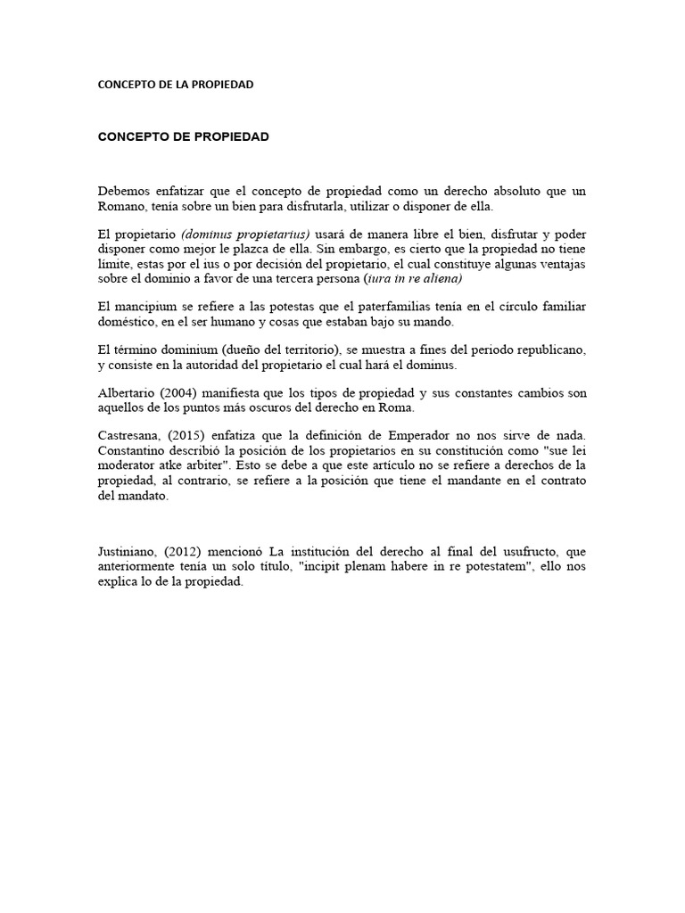 Concepto de La Propiedad | PDF | Propiedad | Roma antigua