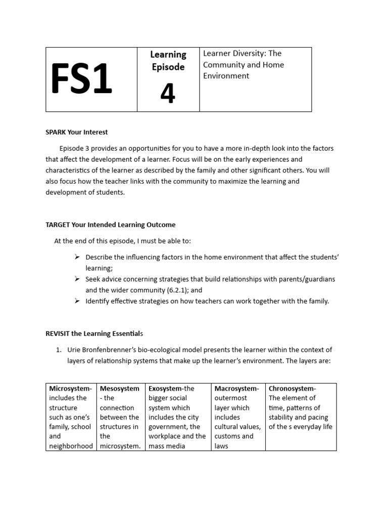 FS 1 Le 4 | PDF | Learning | Temperament