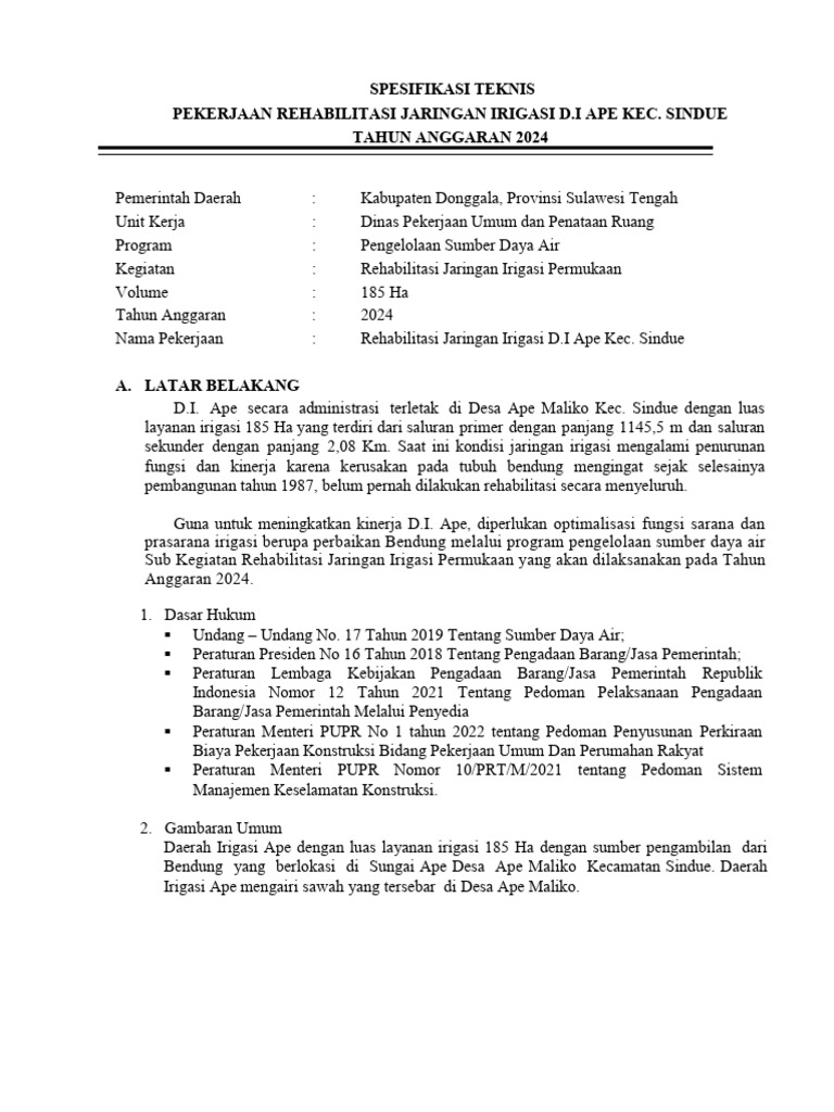 SPESIFIKASI APE (1) | PDF
