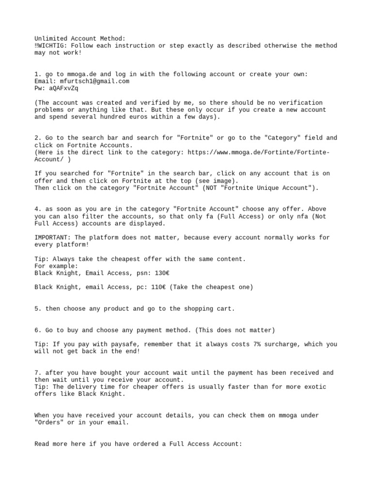 Unlimited Accs Method | PDF | Login | Password