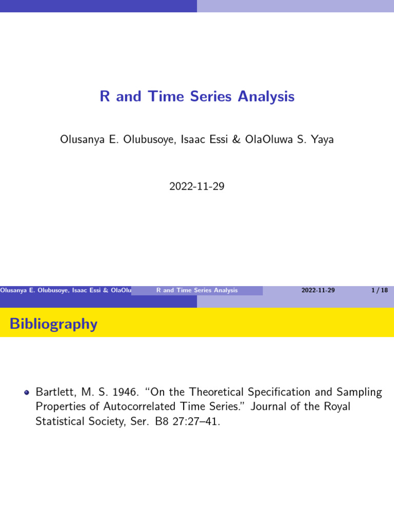Lecture 4 R And Time Series Analysis Pdf Autoregressive Integrated Moving Average Time Series
