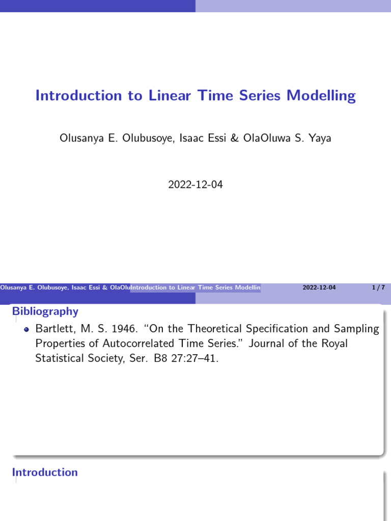 Linear Time Series Basics | PDF | Econometrics | Stationary Process