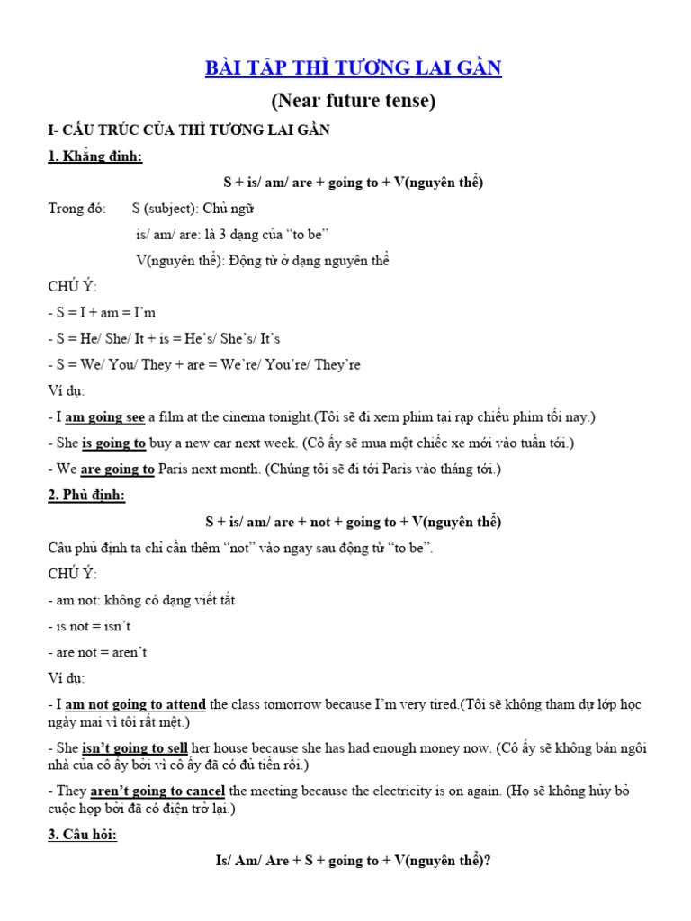 Bai Tap Thi Tuong Lai Gan | PDF