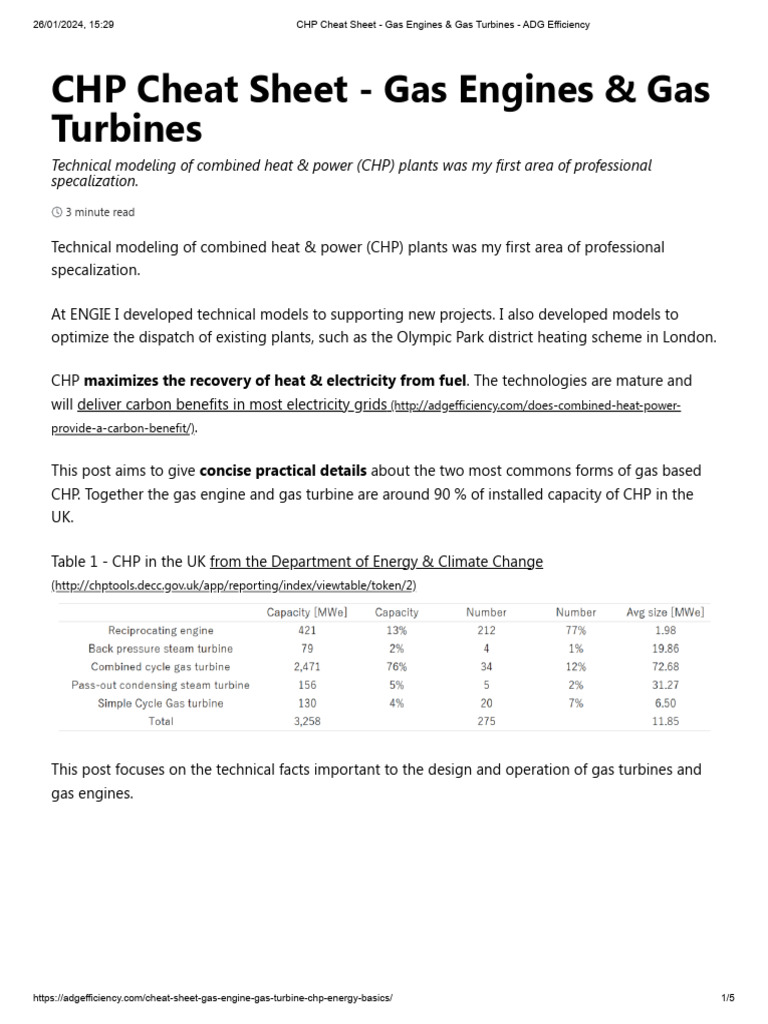 CHP Cheat Sheet - Gas Engines & Gas Turbines - ADG Efficiency ...