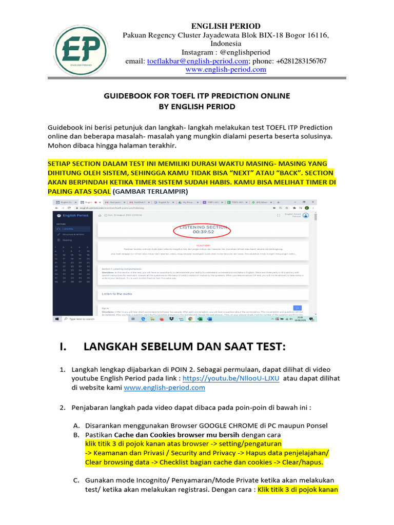 Panduan Ujian TOEFL ITP Online Gratis | PDF