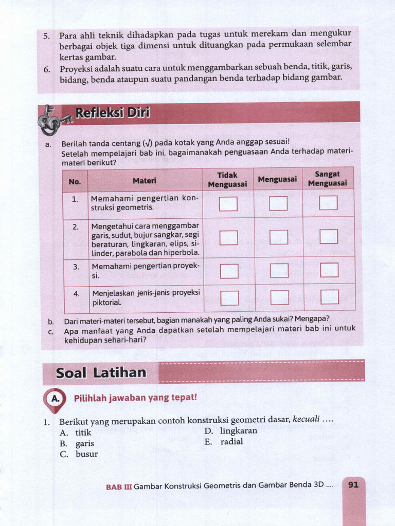 Soal Ontruksi Geometris Dan 3d Proyeksi Piktorial | PDF