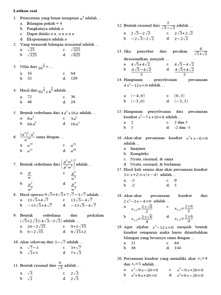 Latihan Soal PAS 1 Kelas 9 | PDF