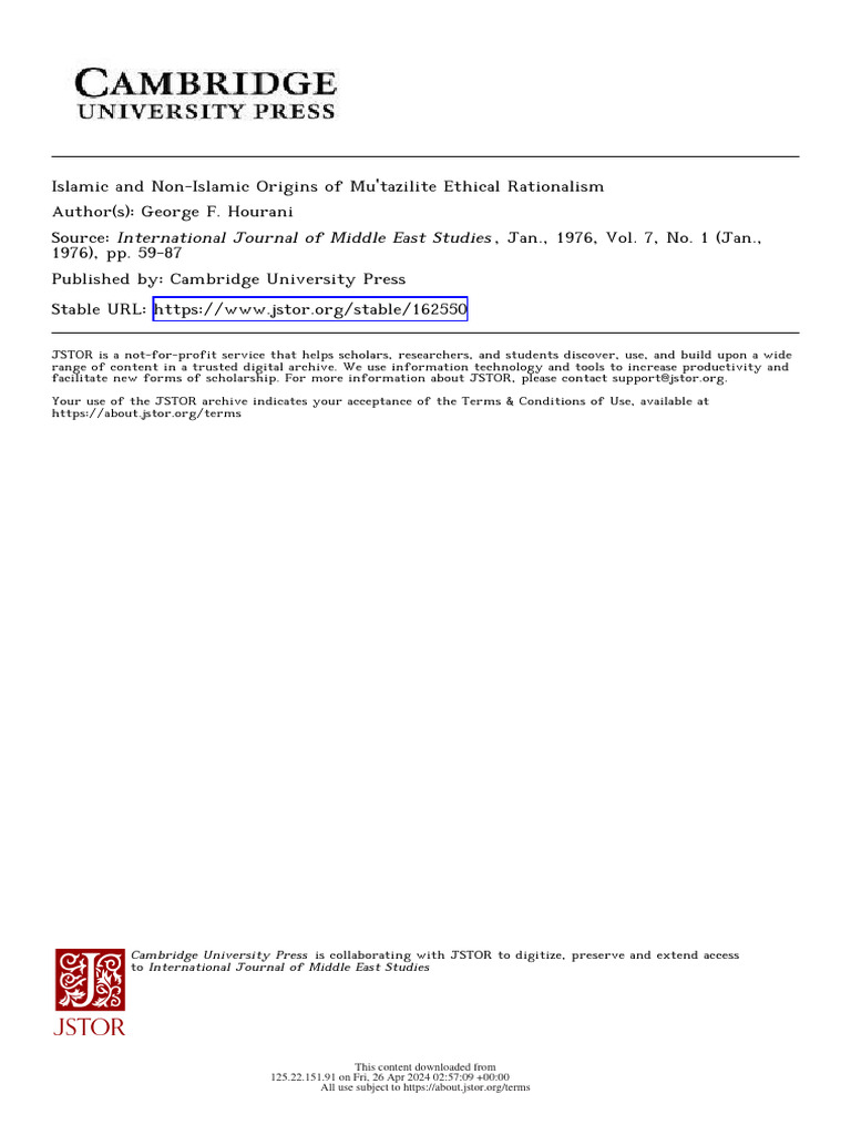 Mu'tazilite Ethics: Cultural Origins | PDF | God | Zoroastrianism