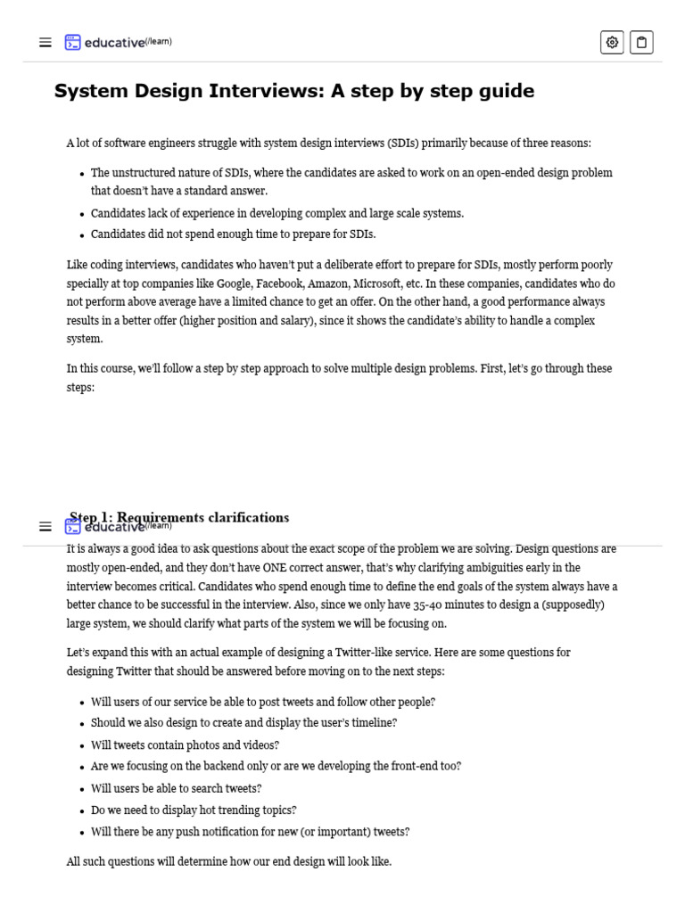 System Design Interviews - A Step by Step Guide - Grokking The System ...