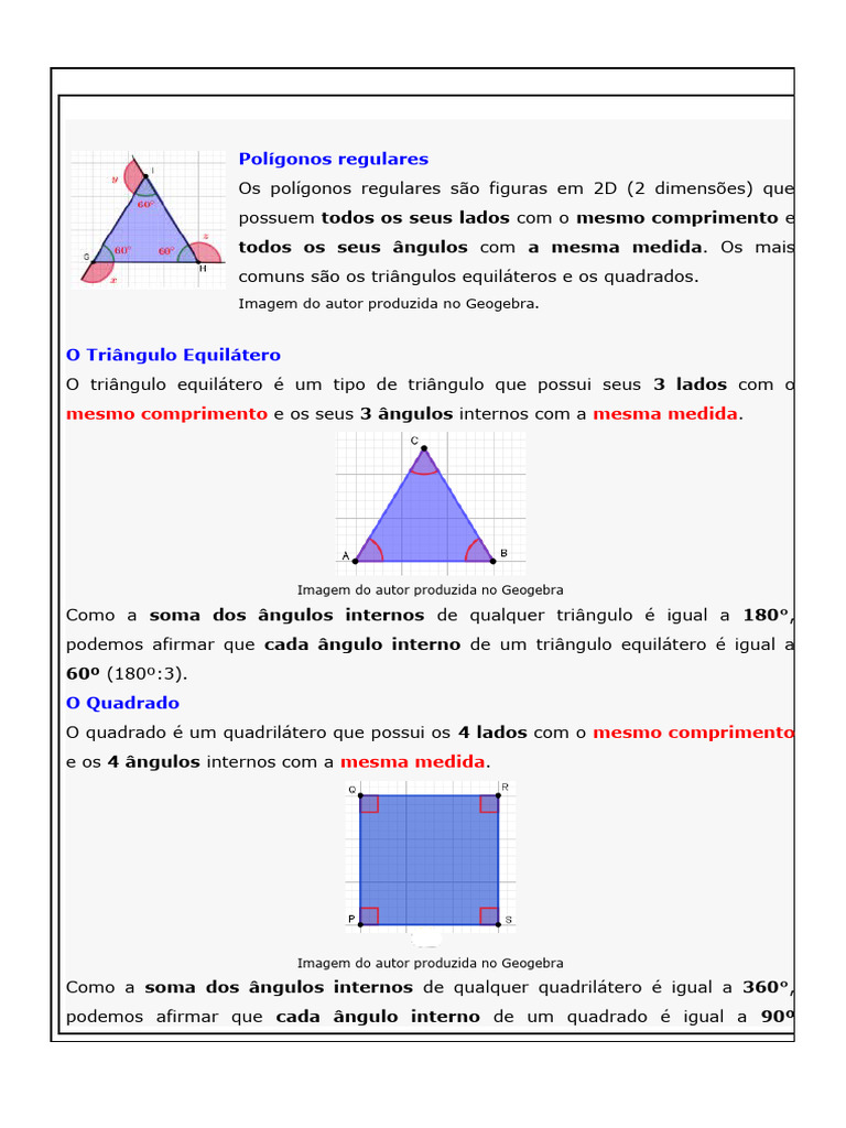 Atividade - Explorando Os Ângulos em Triângulos Equiláteros e Quadrados ...