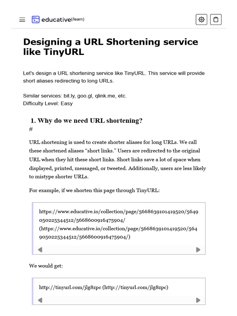 Designing A URL Shortening Service Like TinyURL - Grokking The System Design Interview | PDF ...