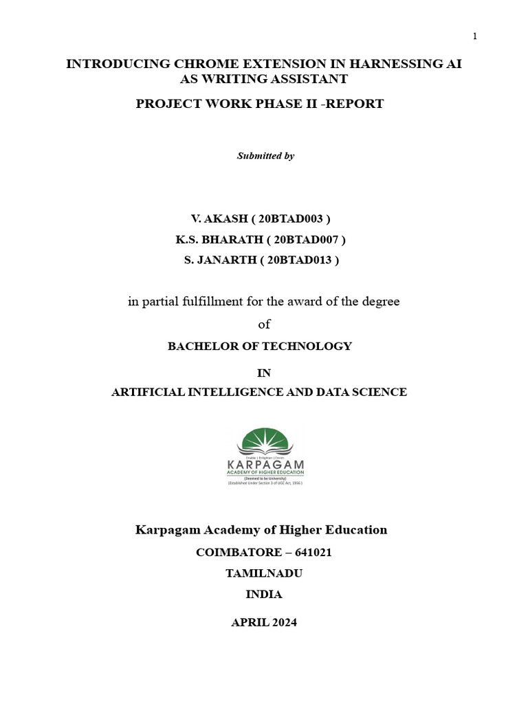 Phase II Report Documentation | PDF | Artificial Intelligence ...