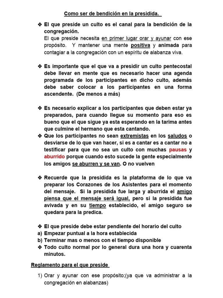 Como Presidir Un Culto Pentecostal | PDF | Oración