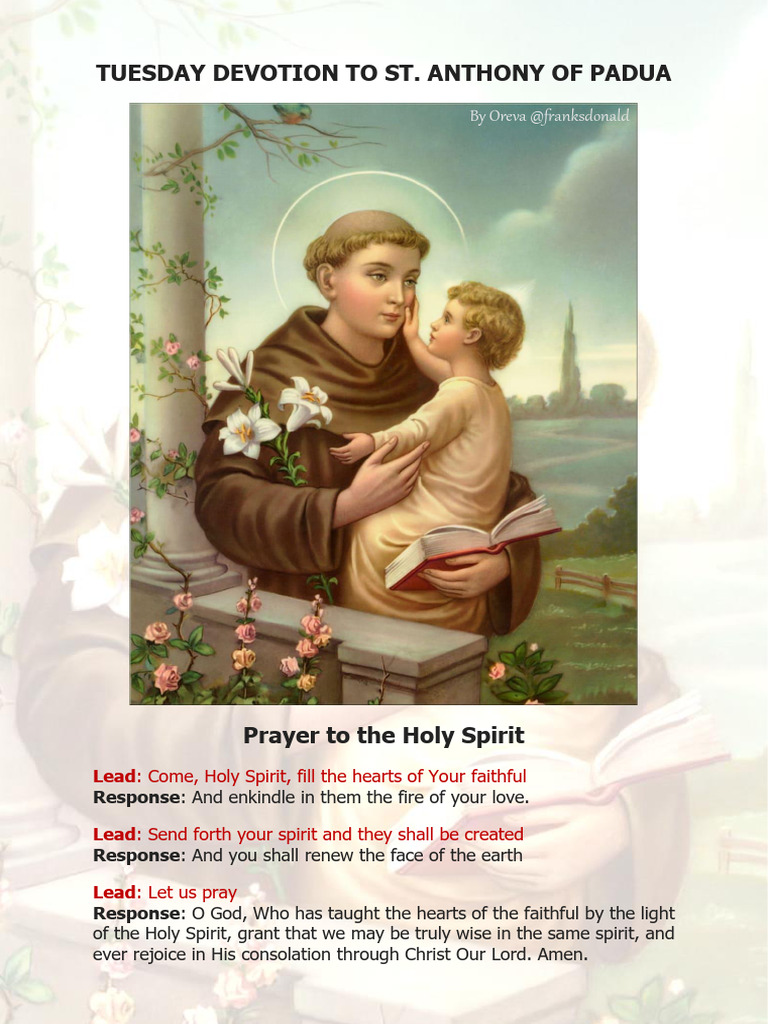 Tuesday Devotion To ST Anthony of Padua | PDF | Lord's Prayer | Glory ...