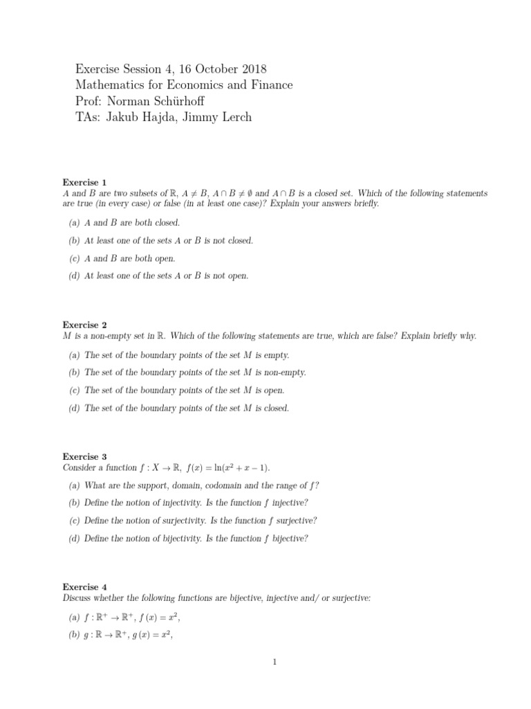 Exercises MEF - 4 - 2018 | PDF | Function (Mathematics) | Mathematical ...