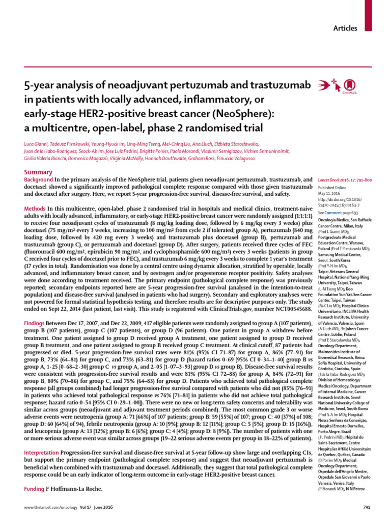 5-year analysis of neoadjuvant pertuzumab and trastuzumab in patients ...