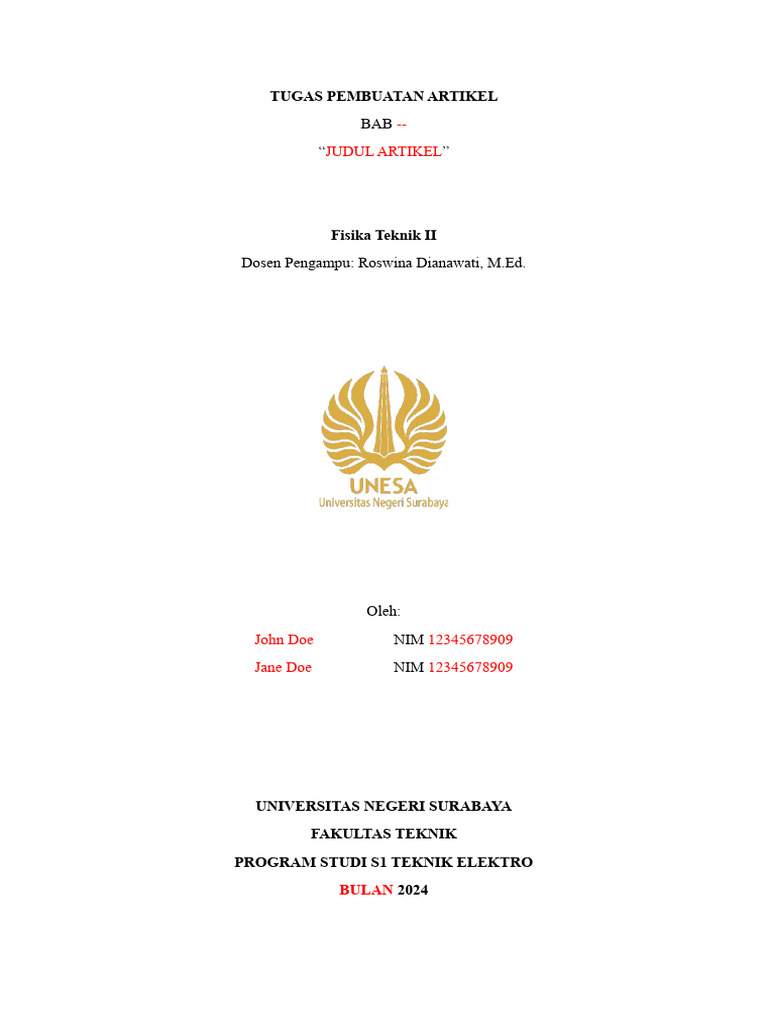 Template Tugas Pembuatan Artikel | PDF