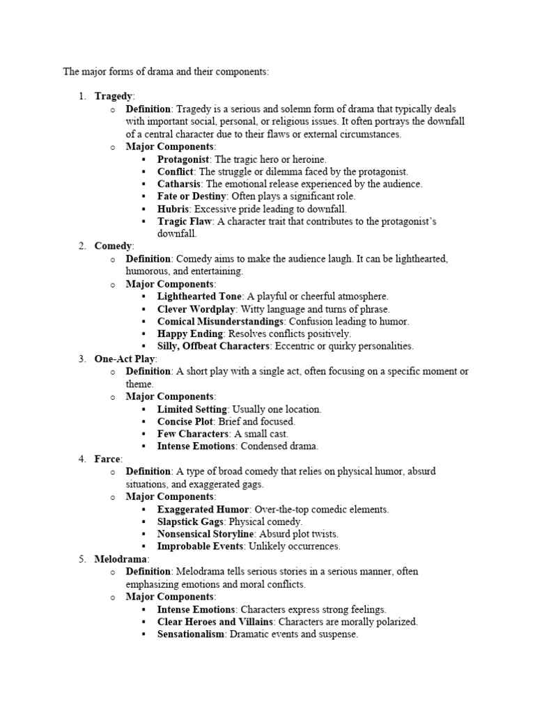 Major Forms of Drama Explained | PDF | Comedy | Play (Theatre)