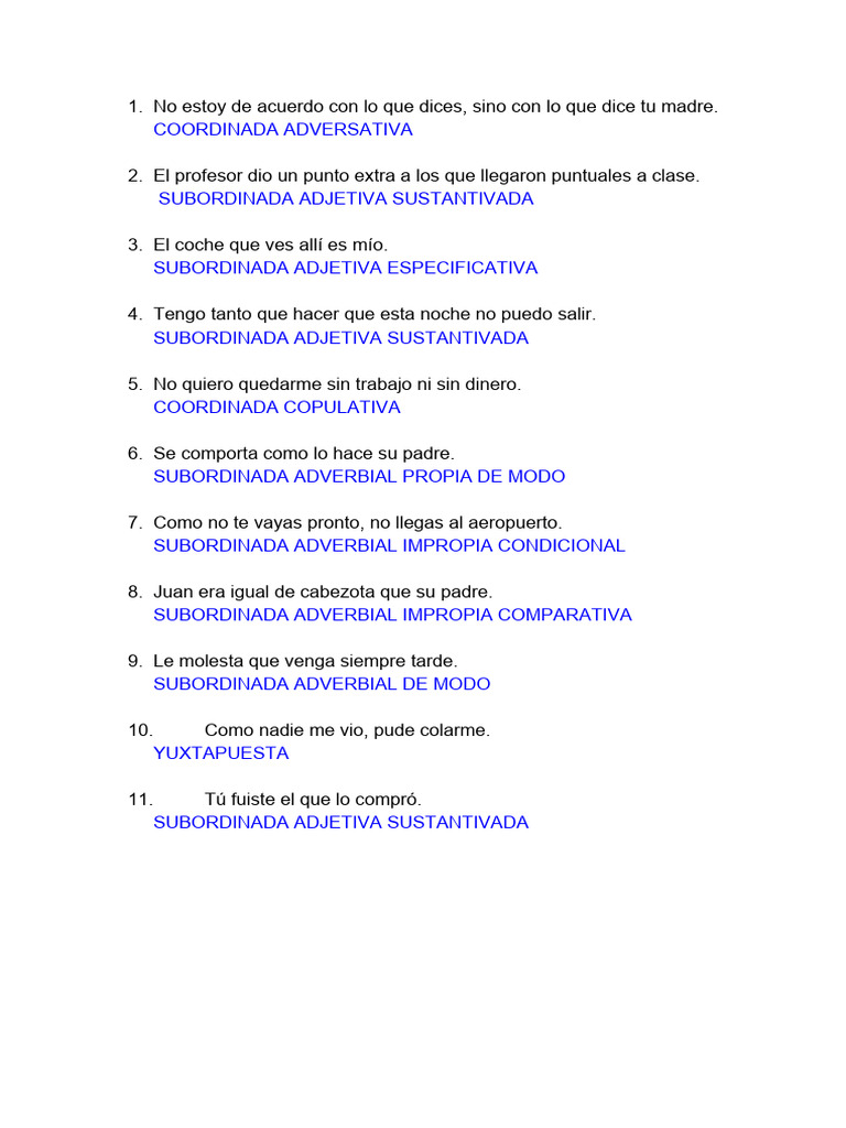 Tipos de Oraciones en Español | PDF