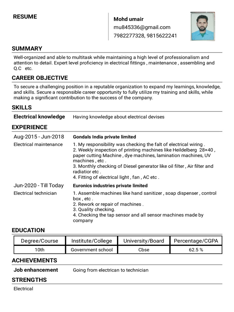 Resume: Mohd Umair | PDF | Career & Growth | Technology & Engineering
