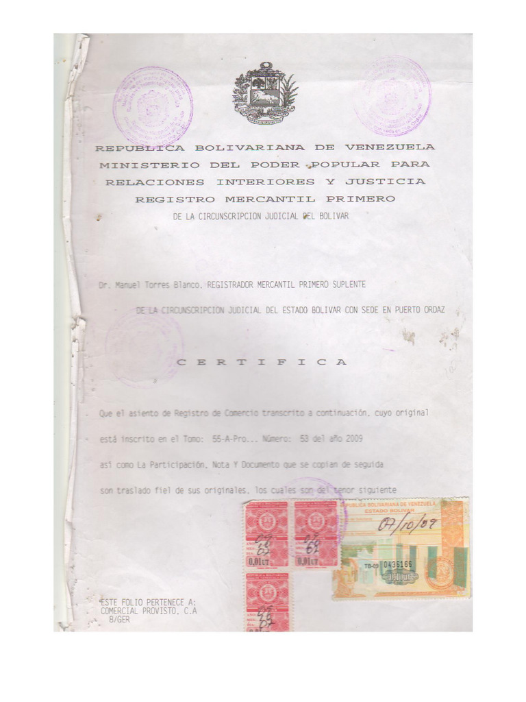 Regist Mercantil Provisto Pag 1 | PDF