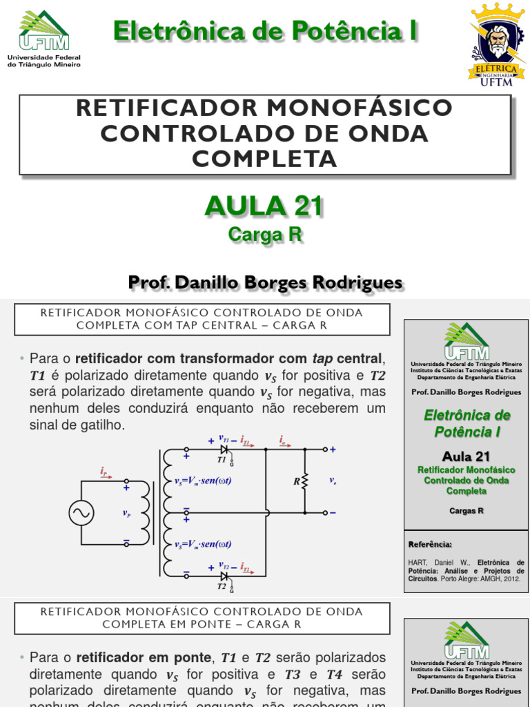 Slide Da Aula 21 - Retificador Monofásico Controlado de Onda Completa - Carga R | PDF ...