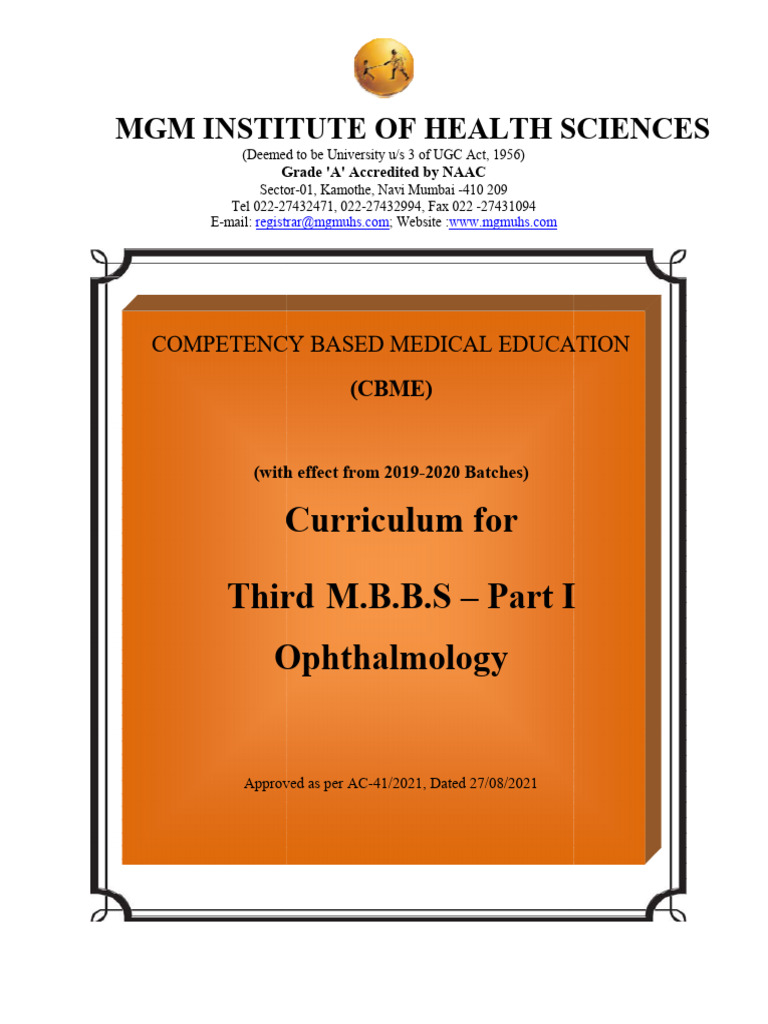 Ophthalmology (CBME) | PDF | Retina | Clinical Medicine