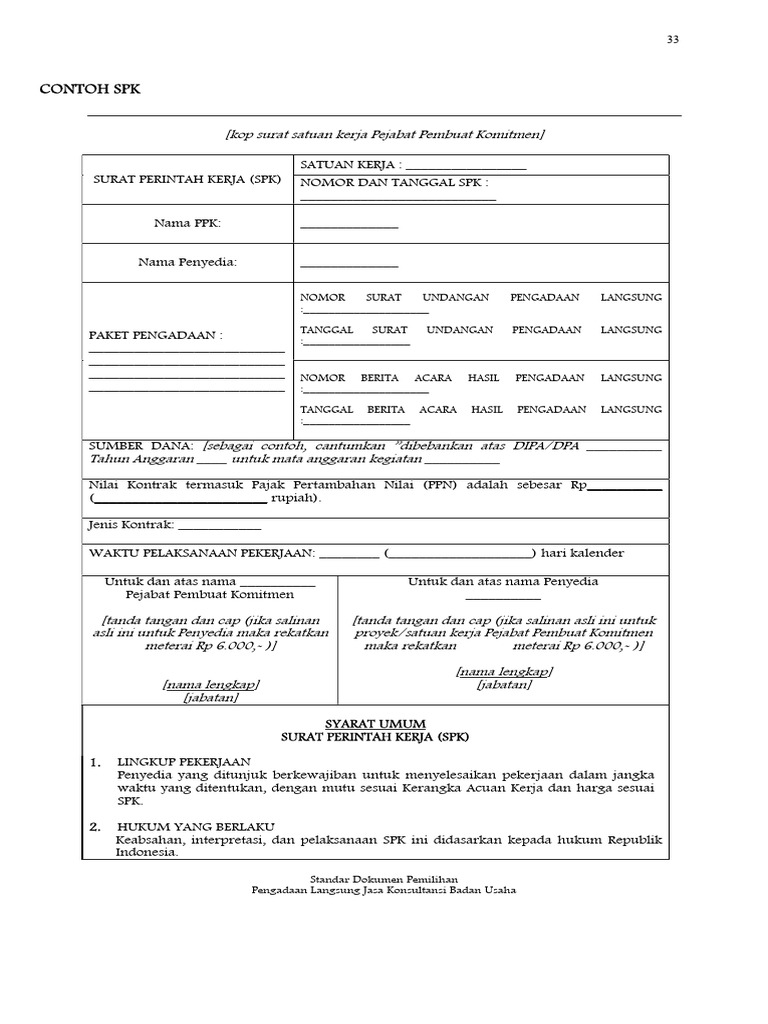 Contoh SPK untuk Jasa Konsultansi | PDF | Bisnis | Pengelolaan Keuangan ...