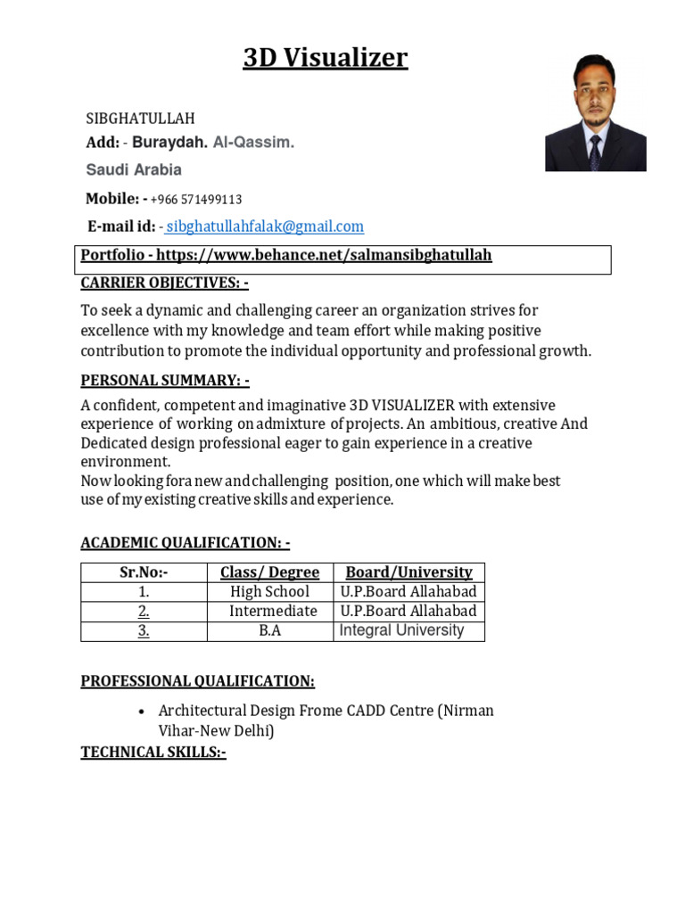 Resume Ksa | PDF | 3 D Computer Graphics | Autodesk 3ds Max